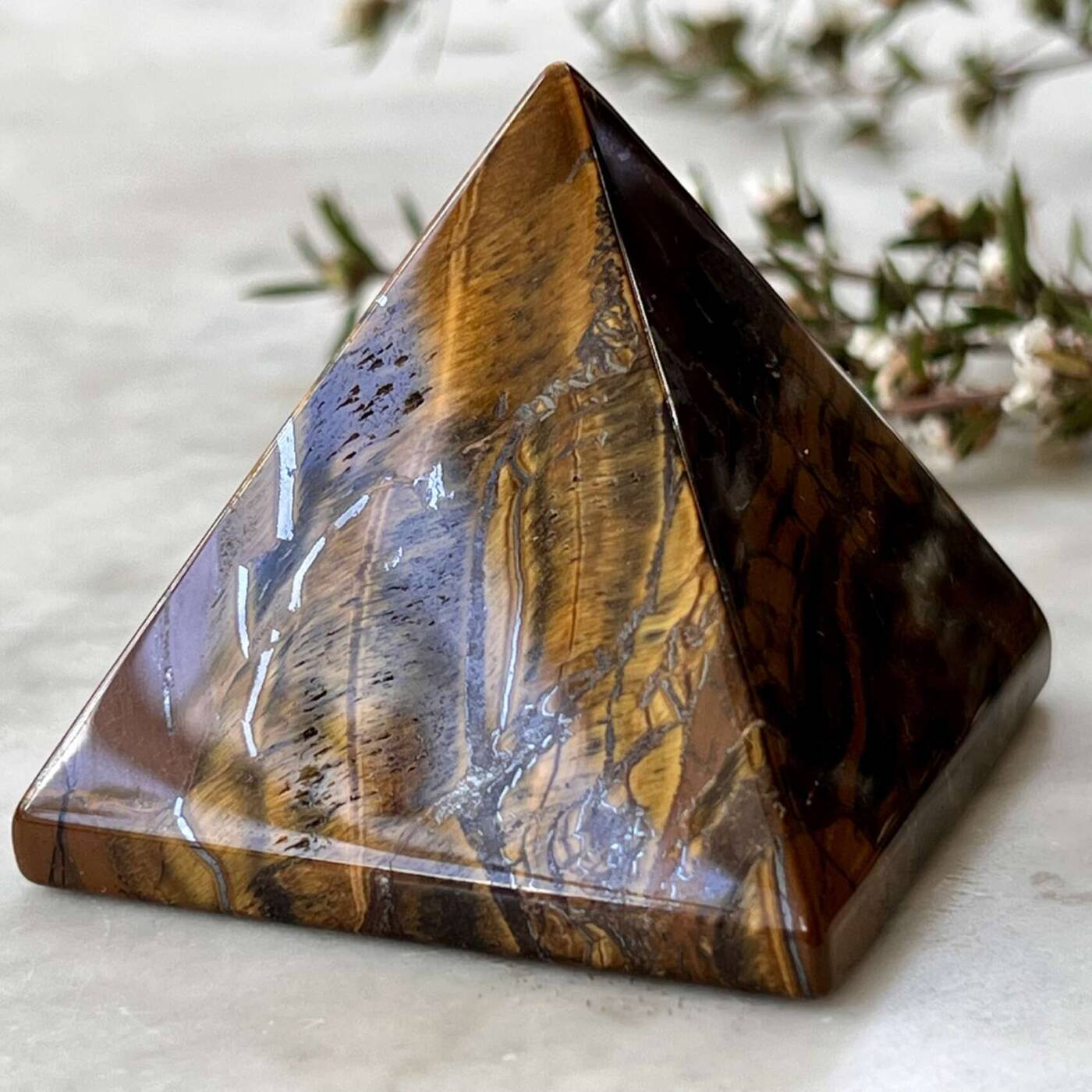 Golden tiger eye pyramid - The Hidden Gem